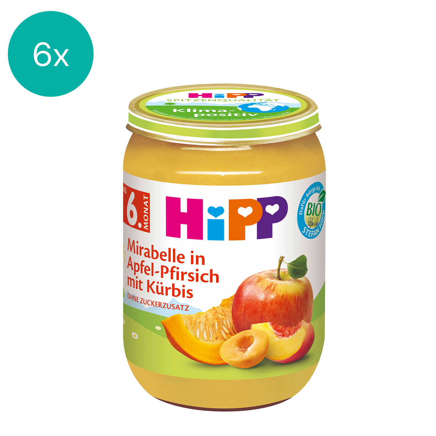 6x HiPP Mirabelle in Apple-Peach with Pumpkin (6x 190 g)