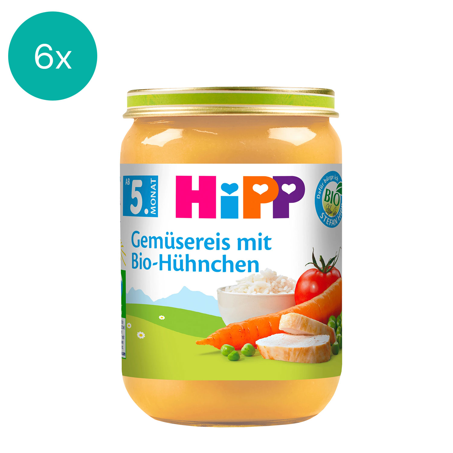 6x HiPP Organic Vegetable Rice with Chicken (6x 190 g)