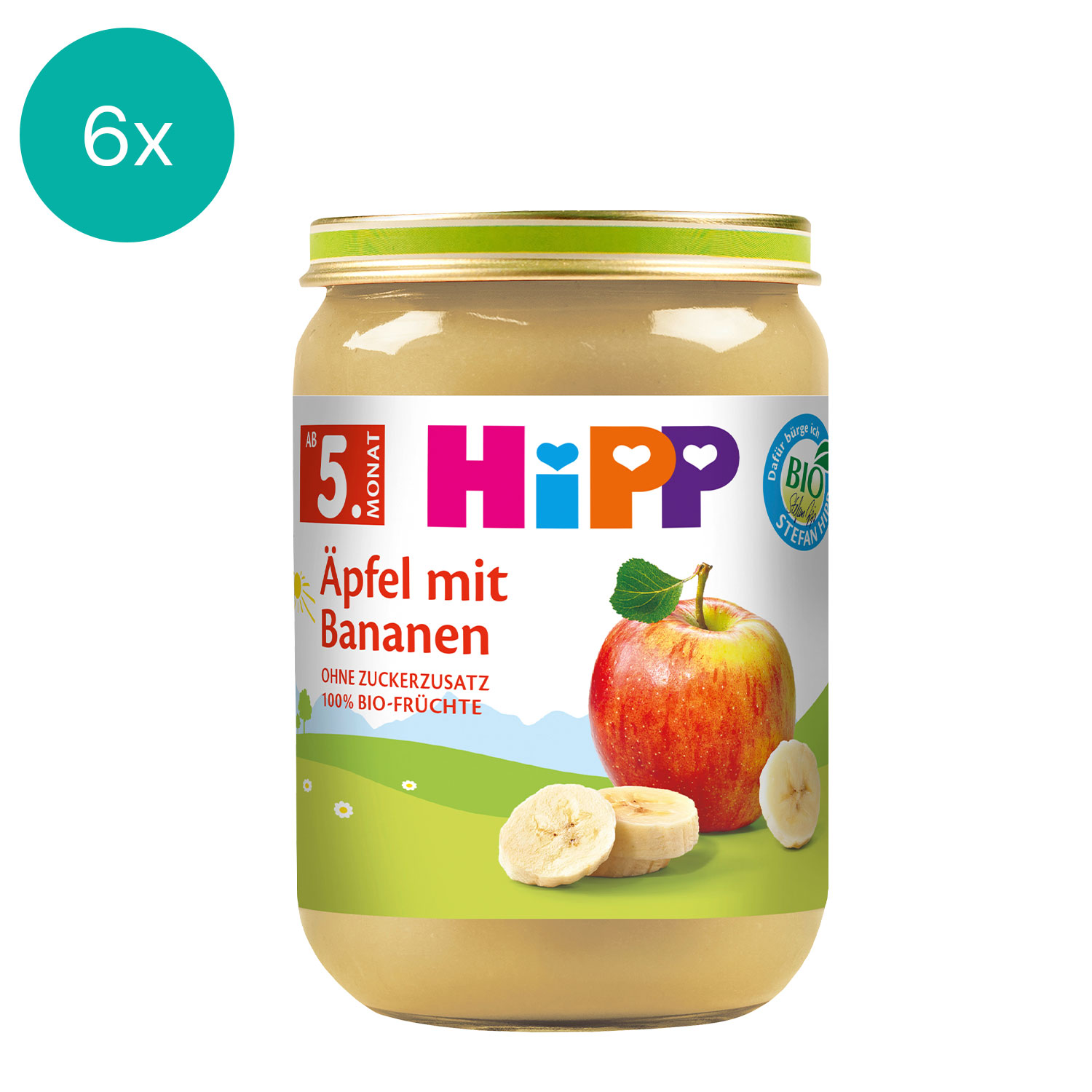 6x HiPP Apples with Bananas from 5 months (6x 190 g)