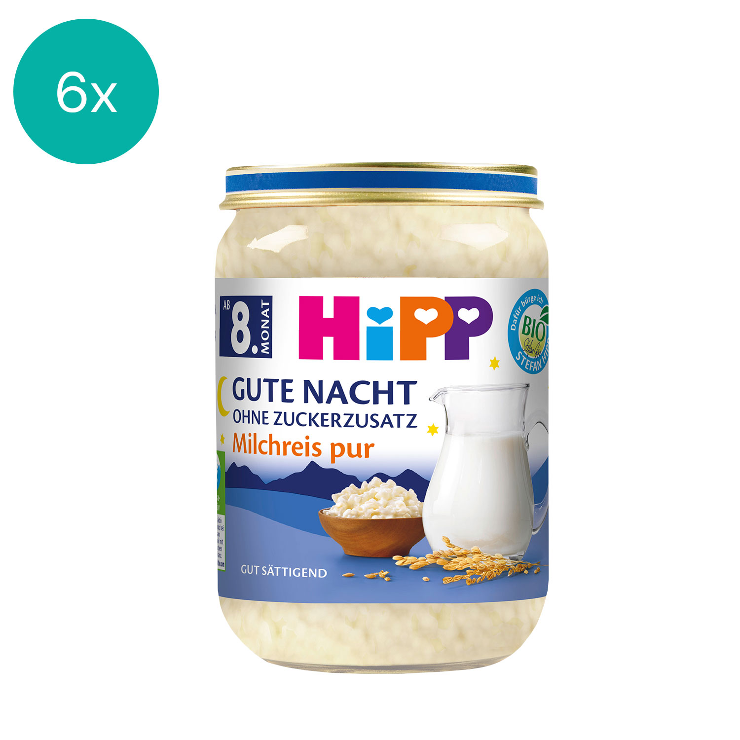 6x HiPP Rice Pudding Pure from 8 months (6x 190 g)