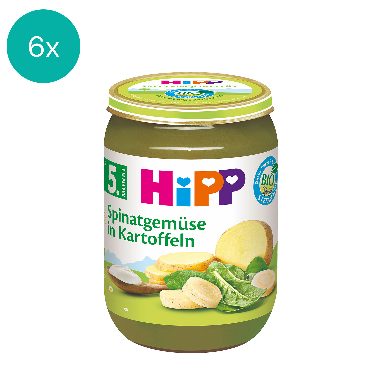 6x HiPP Spinach Vegetables in Potatoes from 5 months (6x 190 g)